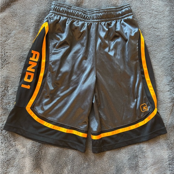 And1 | Shorts | And Gray And Orange Athletic Shorts With Bold Stripes ...